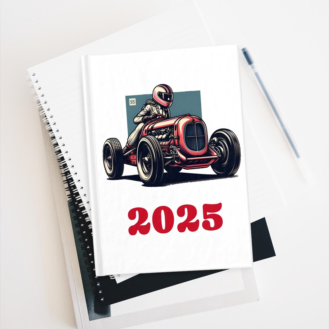 Vintage Race Car Journal Notebook, Travel Diary, Planner, Gift for Car ...