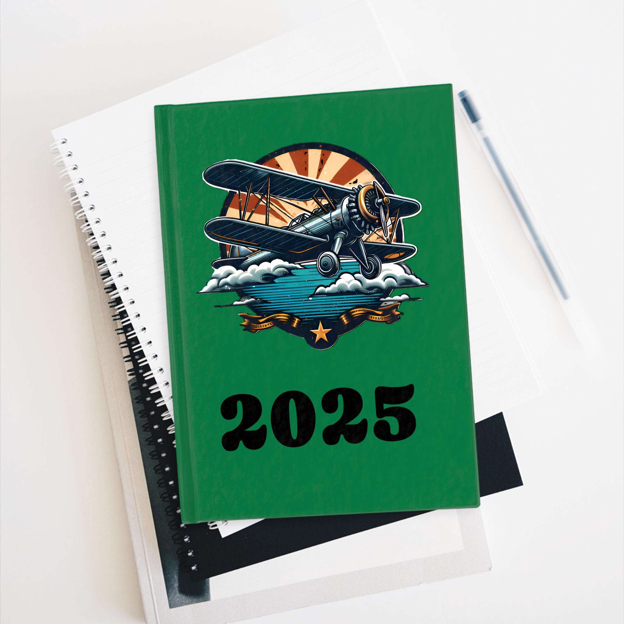 Vintage Airplanes Journal Blank Paper Notebook for 2025, Aviation ...