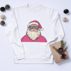 Pink Christmas Santa With Sunglasses PNG | Commercial License - Etsy