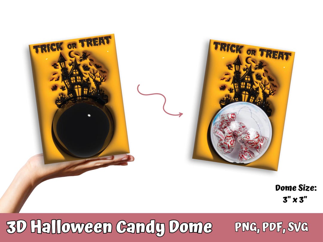 Halloween Candy Dome SVG Bundle, 3D Inflated Halloween PNG Candy ...