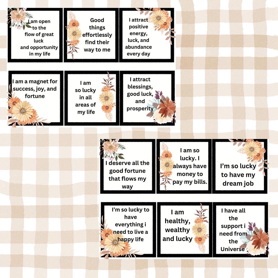 30 Printable Luck Affirmation Cards, Positive Mindset for Luck and ...