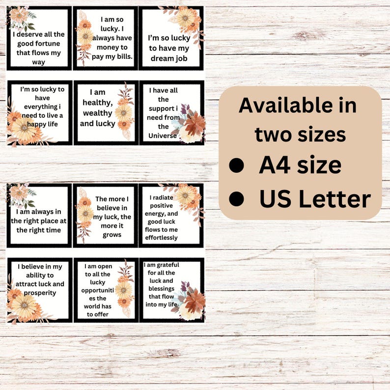 Printable Luck Affirmation Cards Digital Download Positive Mindset ...