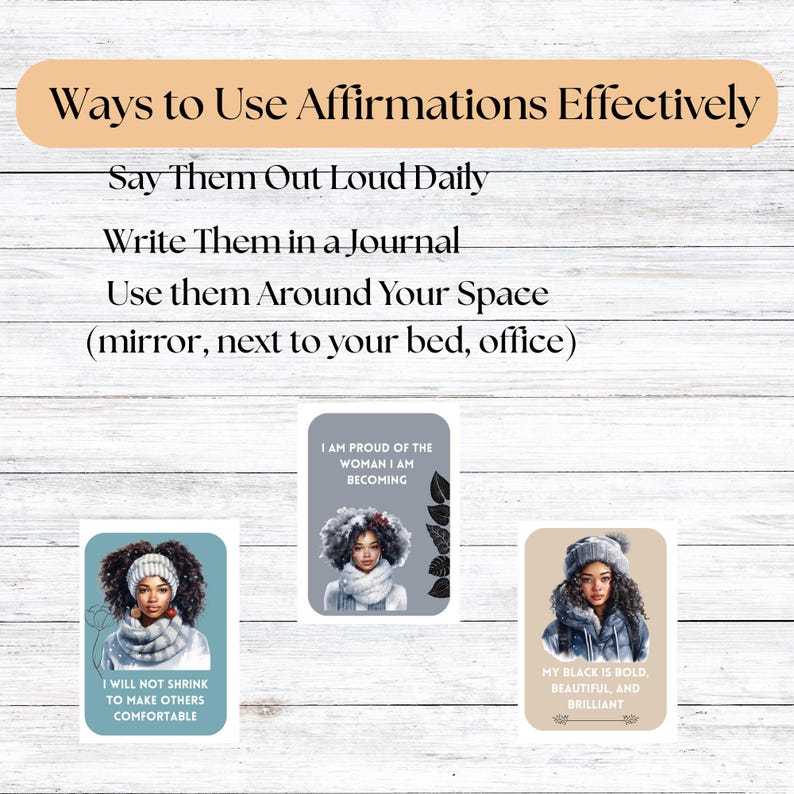 Affirmation Cards, African Woman Black Girl Positive Affirmation, Self ...