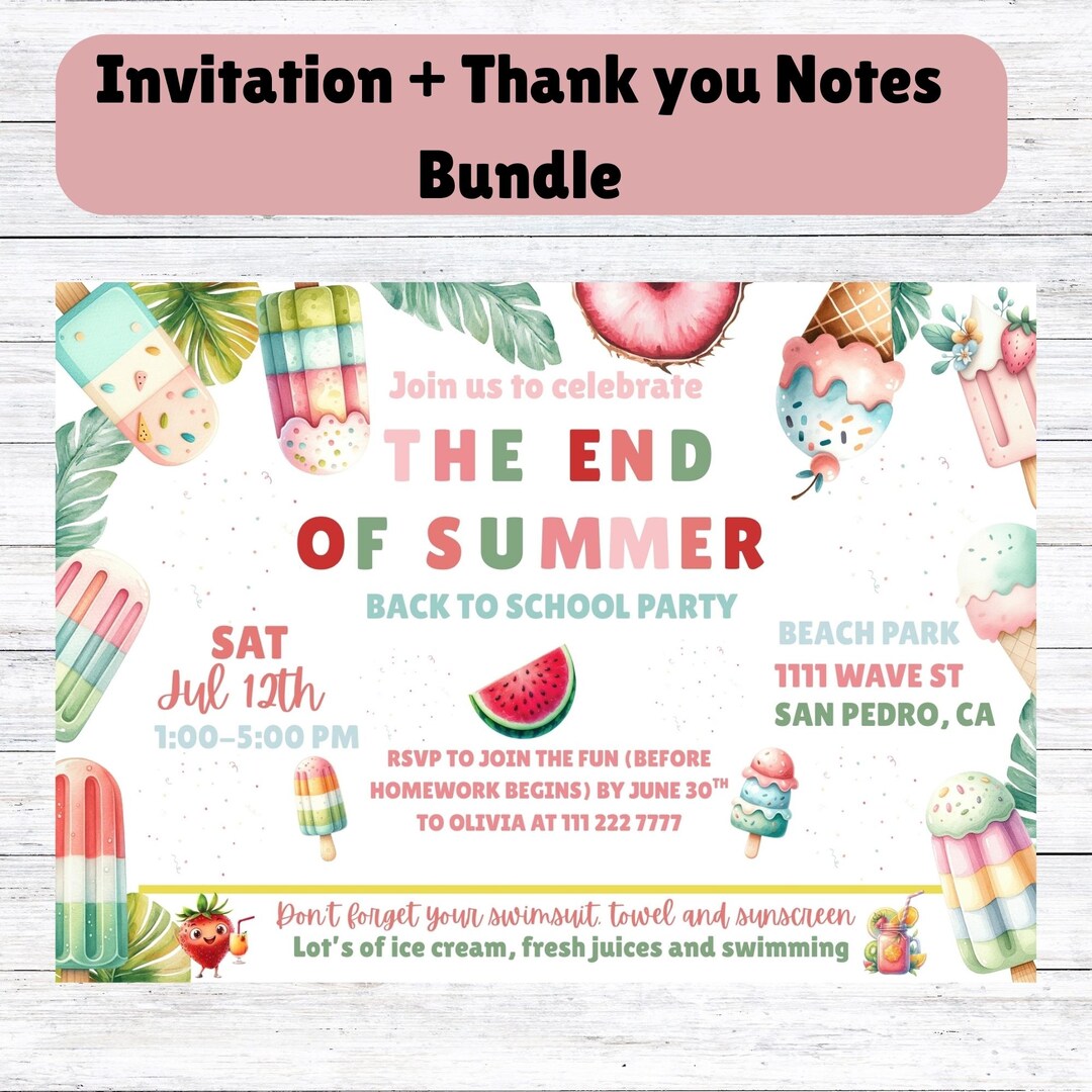 End of Summer Party Invitation, Summer Party Invitation, Summer Invites ...