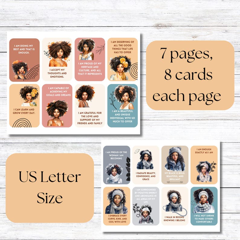 Affirmation Cards, African Woman Black Girl Positive Affirmation, Self ...