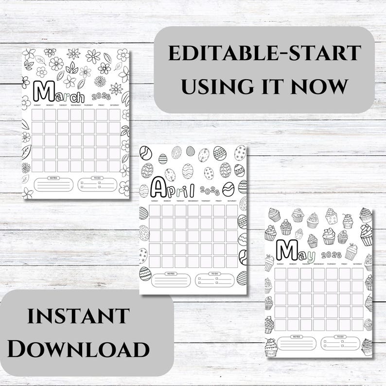 Editable Printable Calendar, Colorable Planner Pages, Printable Journal ...