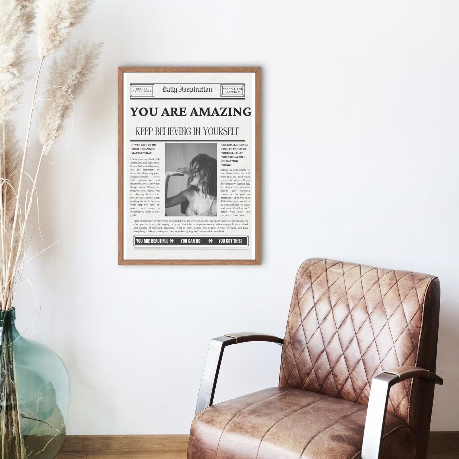 Positive Encouragement Poster, Newspaper Style Black and White, Modern ...