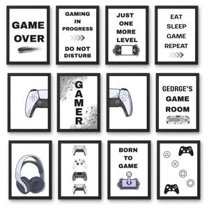 Personalised Gaming Prints, Gamer Poster, Games Room Wall Art, Boys ...