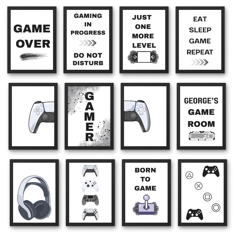 Personalised Gaming Prints, Gamer Poster, Games Room Wall Art, Boys ...