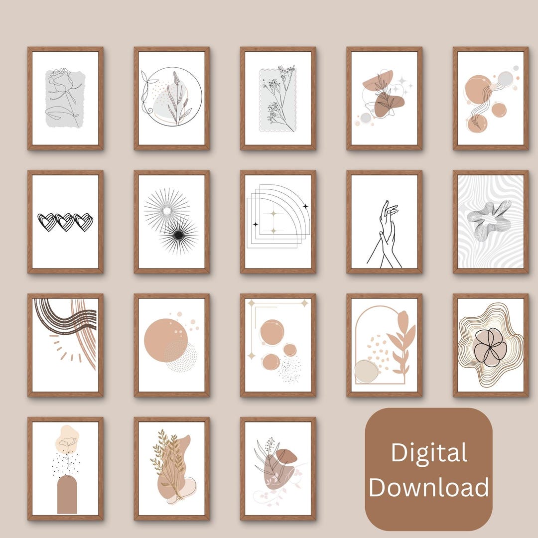 Boho Print Set of 18, Printable Bohemian Poster, Aesthetic Wall Art ...