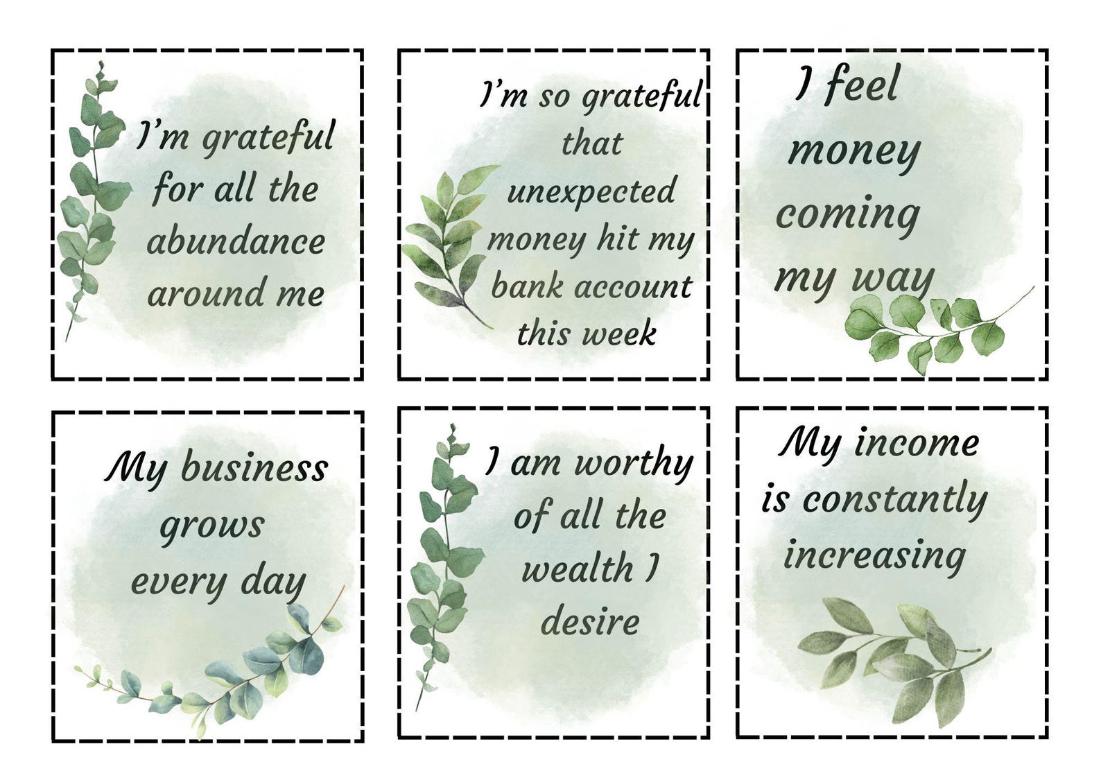 48 Positive Mindset Affirmation Cards for Money & Wealth, Abundance ...