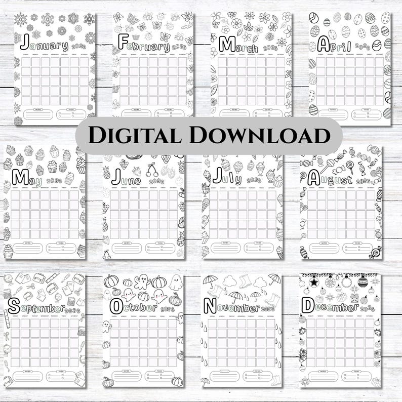Editable Printable Calendar, Colorable Planner Pages, Printable Journal ...
