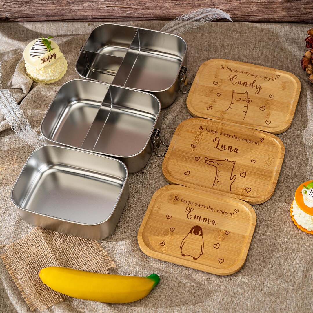 Costom Wood Lunch Box, Engraved Animals Lunch Box, Back to School Gift ...