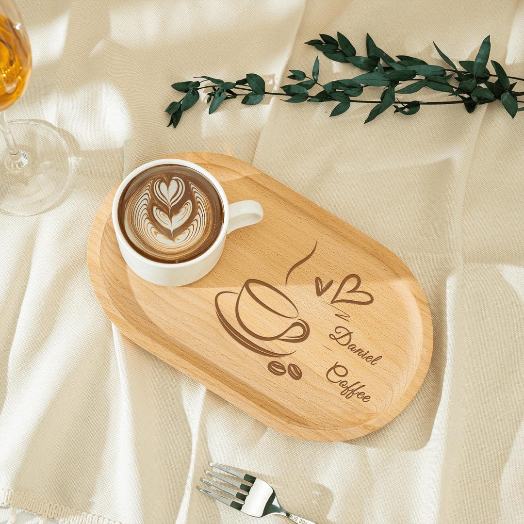 Personalized Coffee Tray, Custom Oval Serving Board, Engraved Tea ...