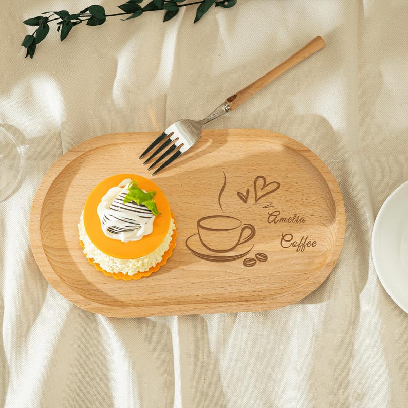 Personalized Coffee Tray, Custom Oval Serving Board, Engraved Tea ...
