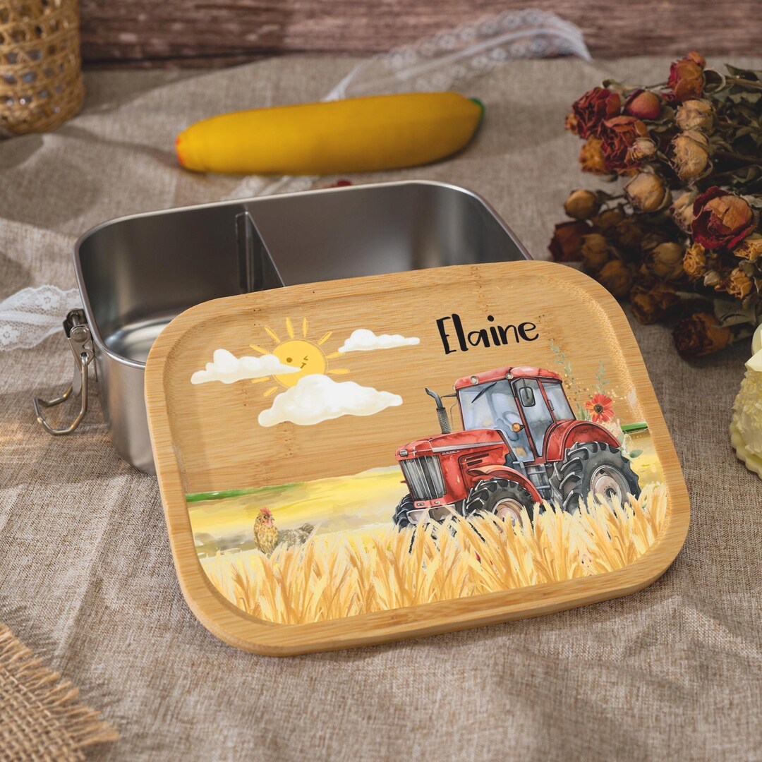 Custom Name Lunch Box, Personalized Tractor Lunch Box, Stainless Steel ...