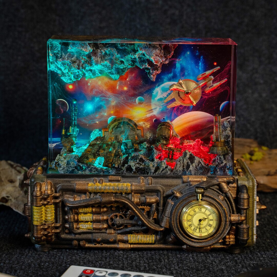 Steampunk Resin Lamp, Steampunk Style, Steampunk Galaxy Resin Lamp ...