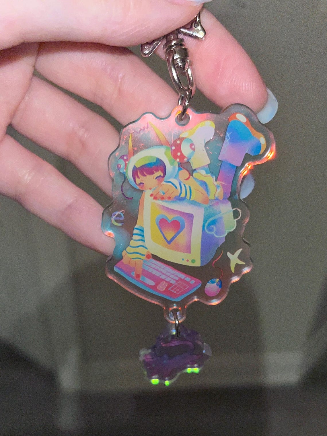 Holographic Acrylic Keychains｜rainbow Key Charms｜cute Nurse/y2k Girl ...