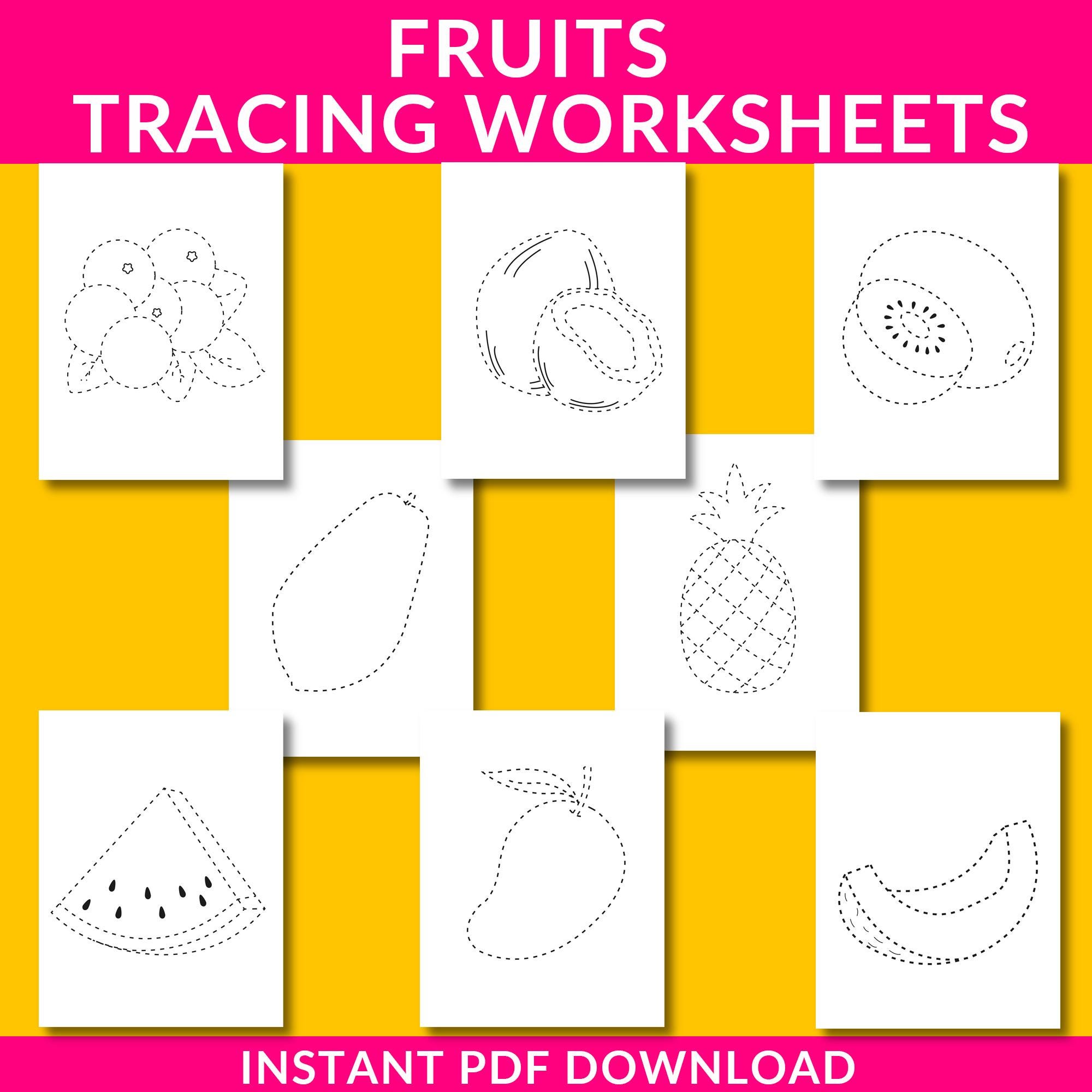 Line Tracing Worksheets,fruits Tracing,line Trace Page Printable ...