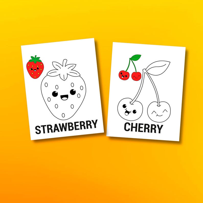 Cute Kawaii Fruit Coloring Pages,easy Coloring Pages for Kids,fun and ...
