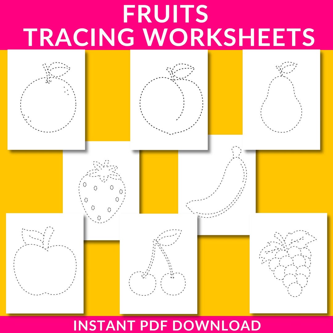 Line Tracing Worksheets,fruits Tracing,line Trace Page Printable ...