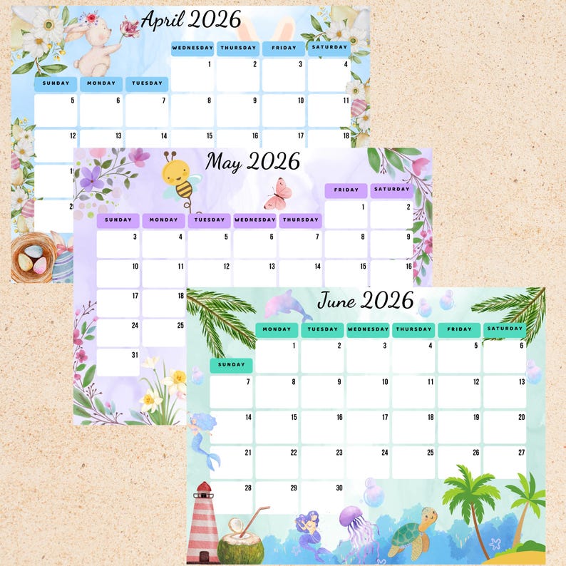 2026 Cute Calendar Printable, Monthly Planner PDF, Printable Monthly ...