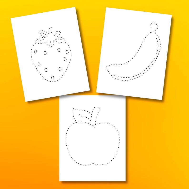Line Tracing Worksheets,fruits Tracing,line Trace Page Printable ...