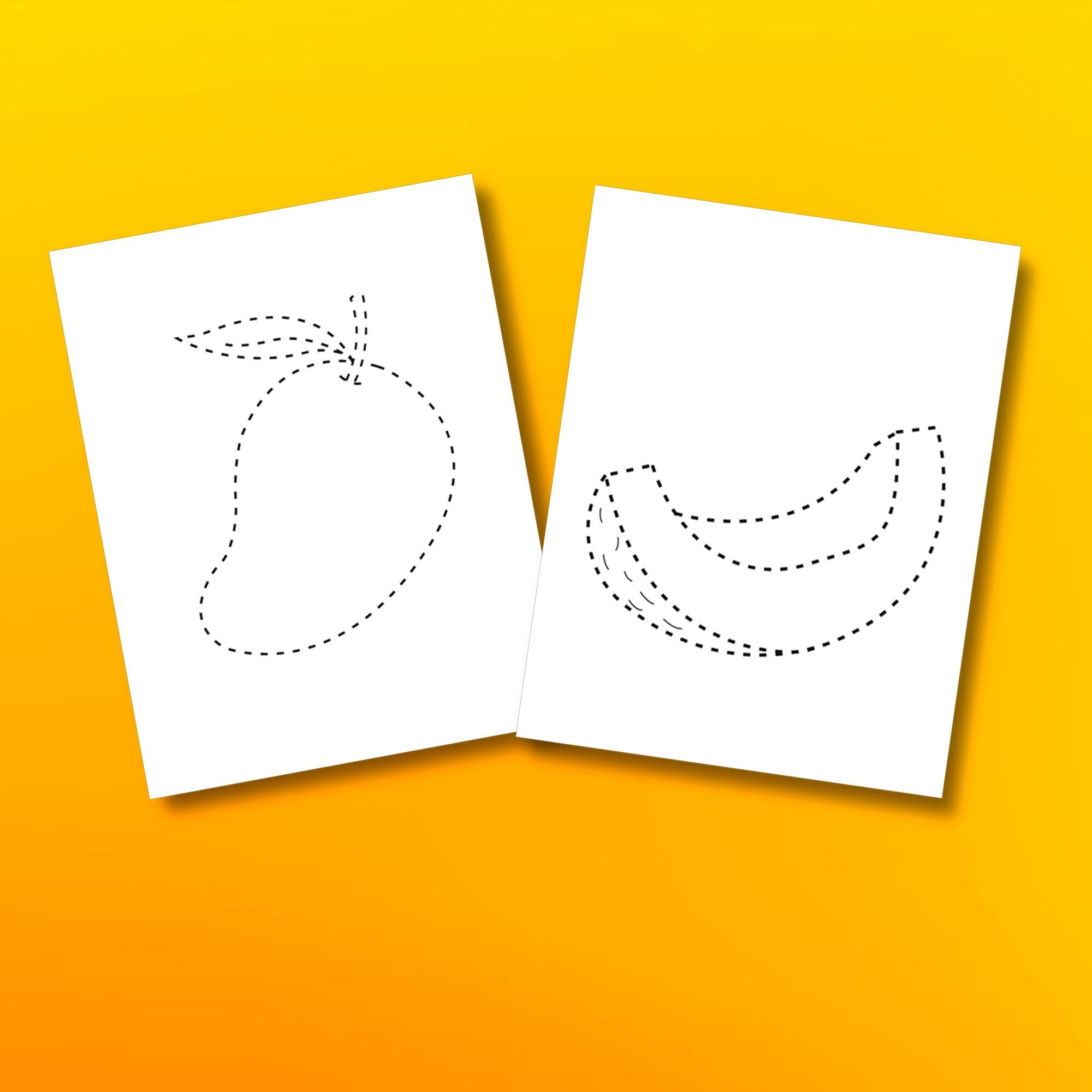 Line Tracing Worksheets,fruits Tracing,line Trace Page Printable ...