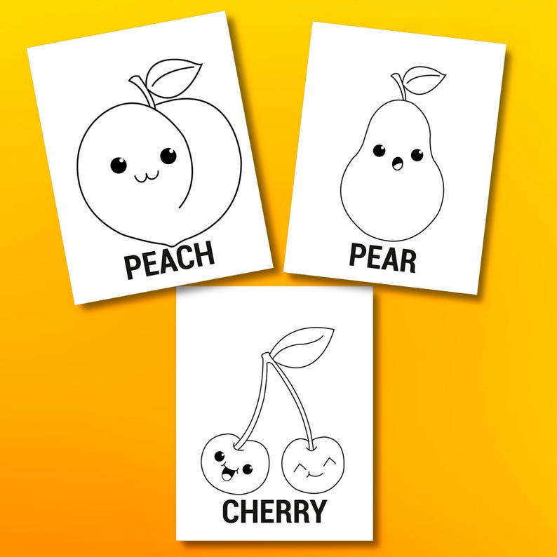 Cute Kawaii Fruit Coloring Pages,cartoon Fruits,kawaii Fruits,fun ...