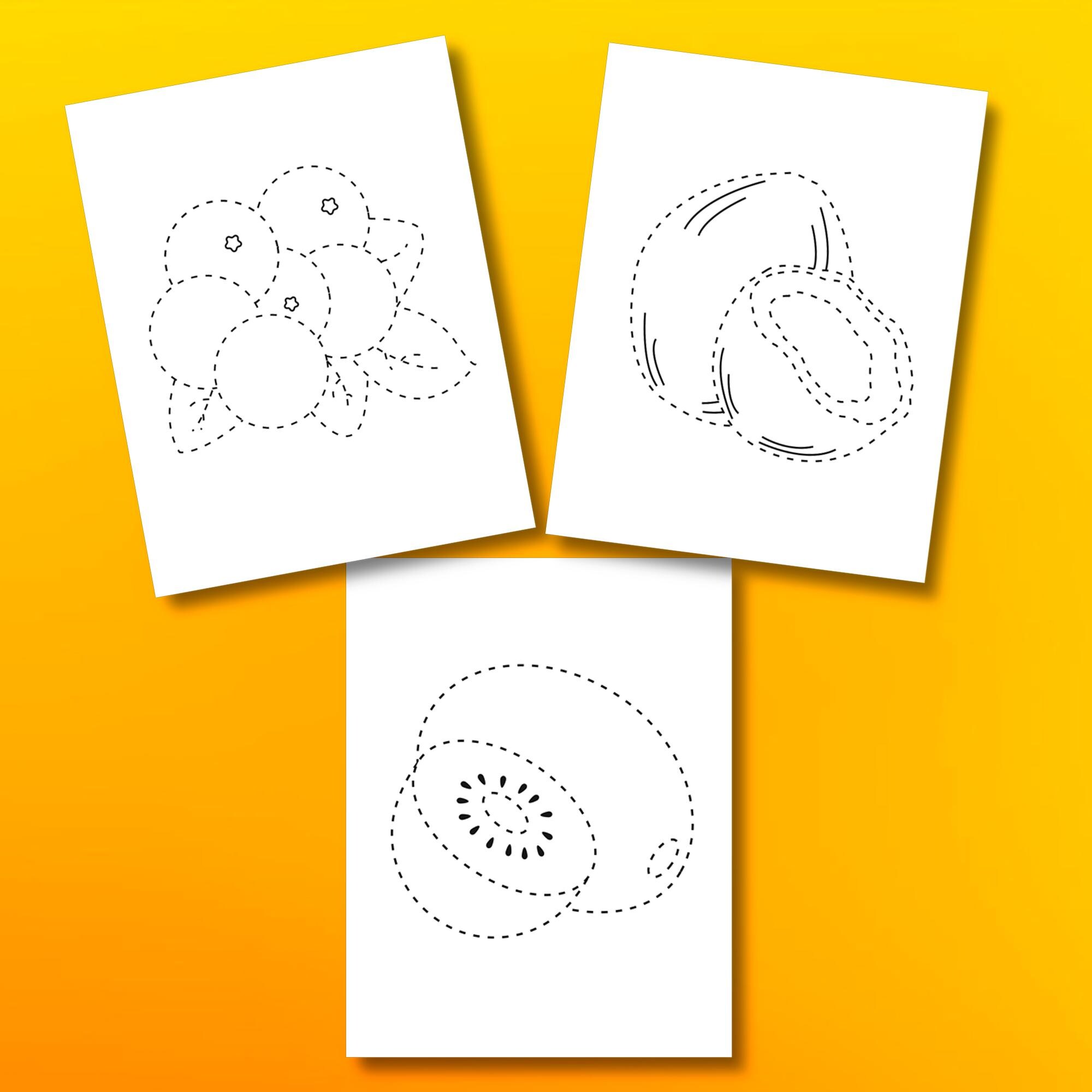 Line Tracing Worksheets,fruits Tracing,line Trace Page Printable ...