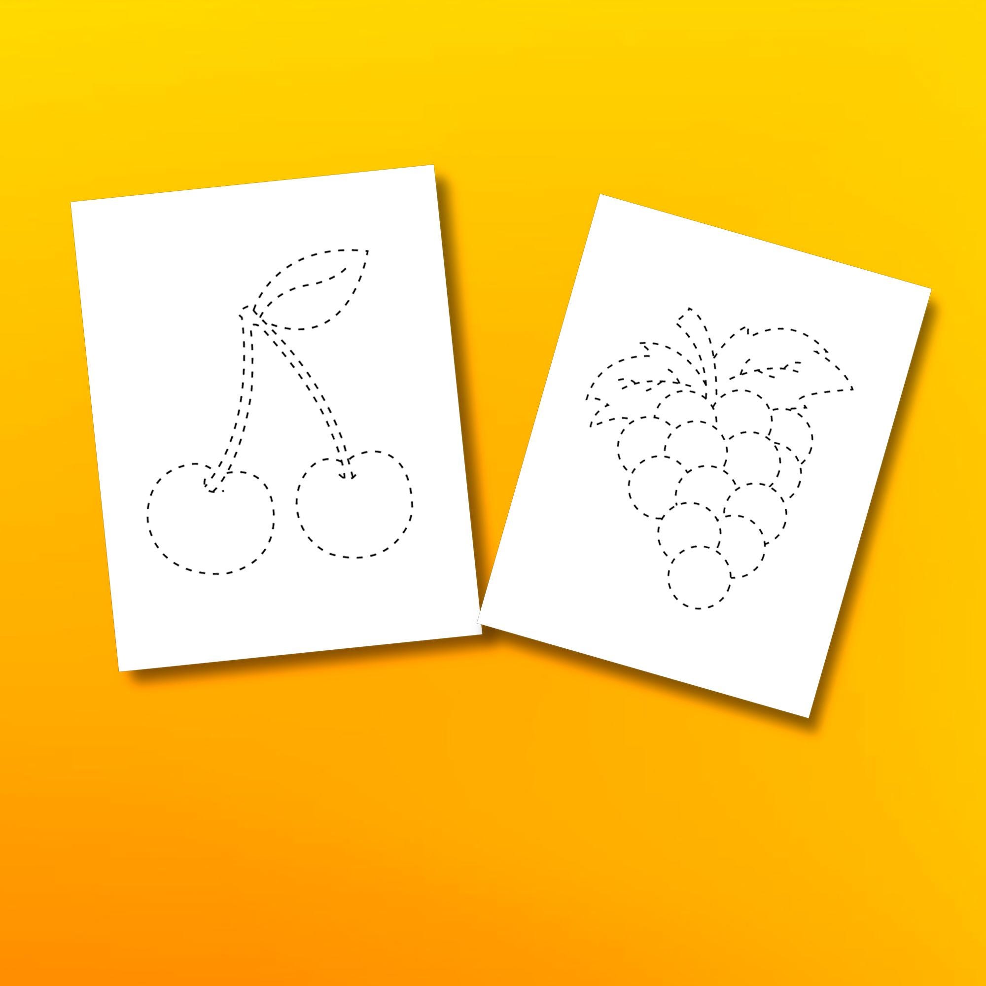 Line Tracing Worksheets,fruits Tracing,line Trace Page Printable ...