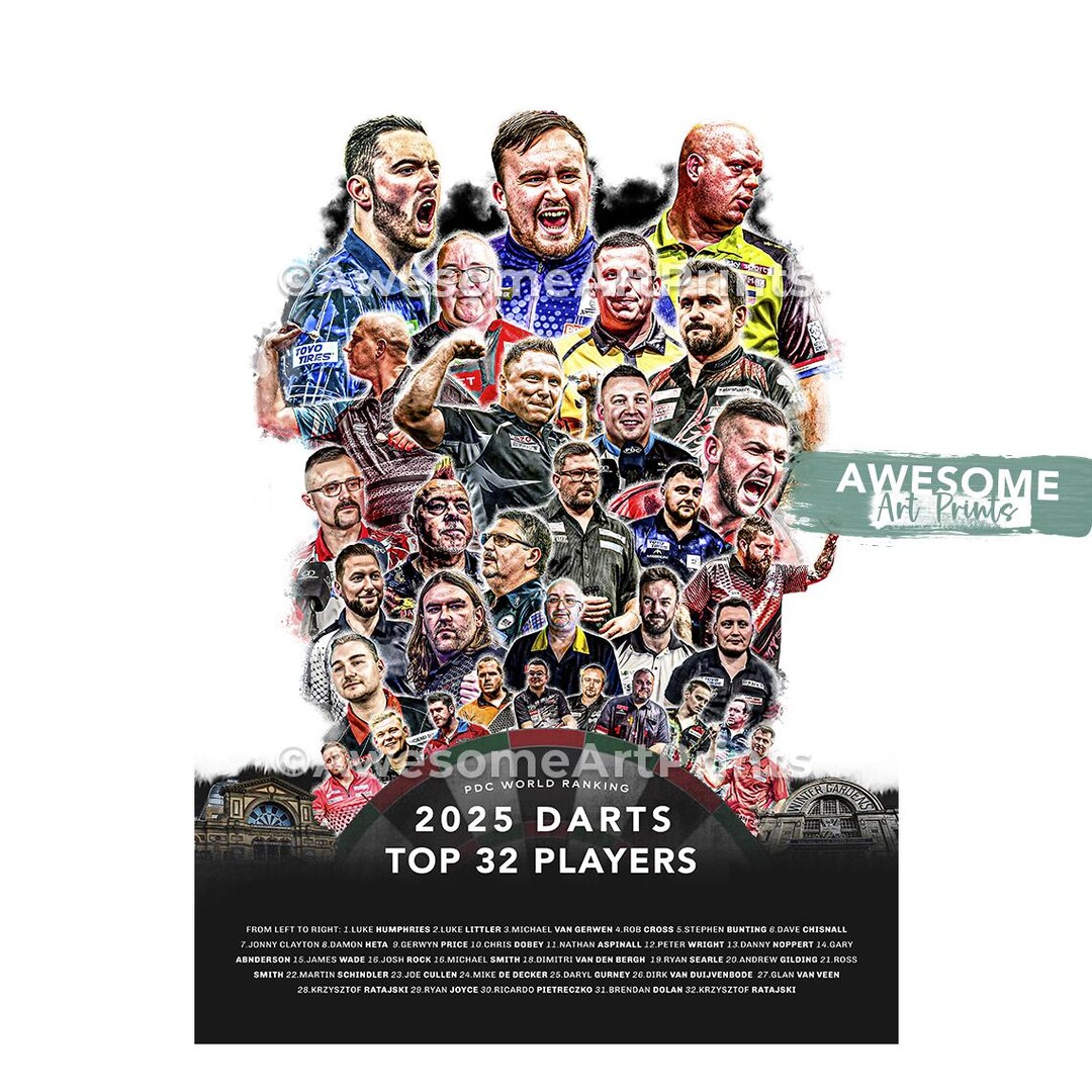 Darts Top 32 Luke Littler World Champion 2025 Poster Print, Digital ...