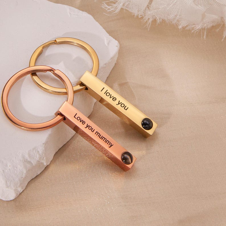 Custom Projection Engraved Keychain for Him • Photo Projection Keychain ...