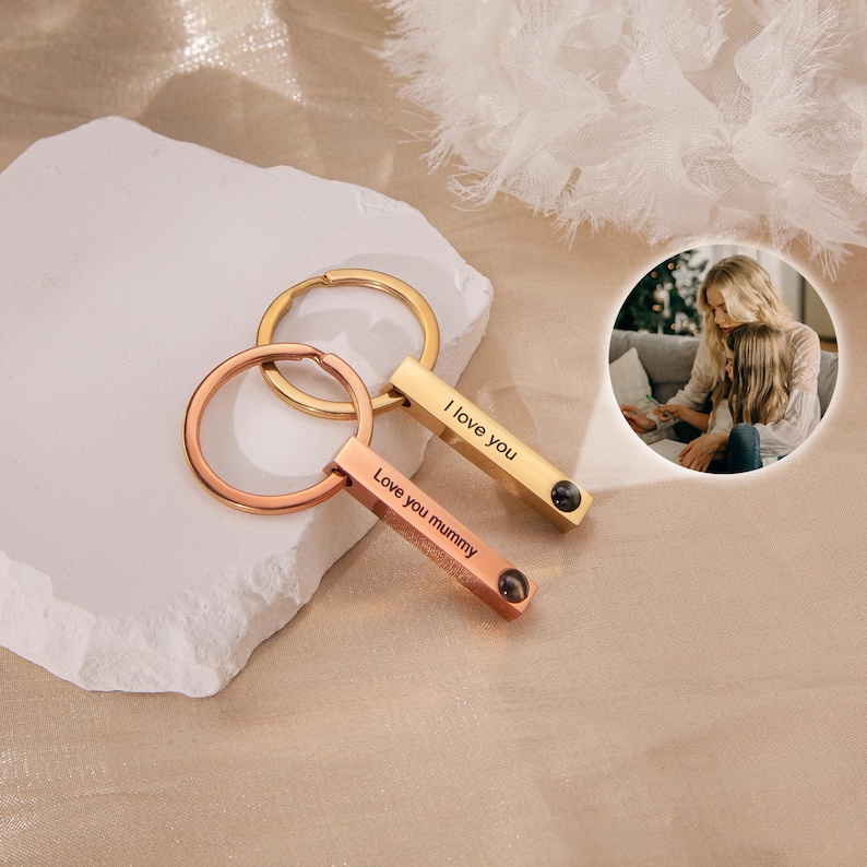 Custom Projection Engraved Keychain for Him • Photo Projection Keychain ...