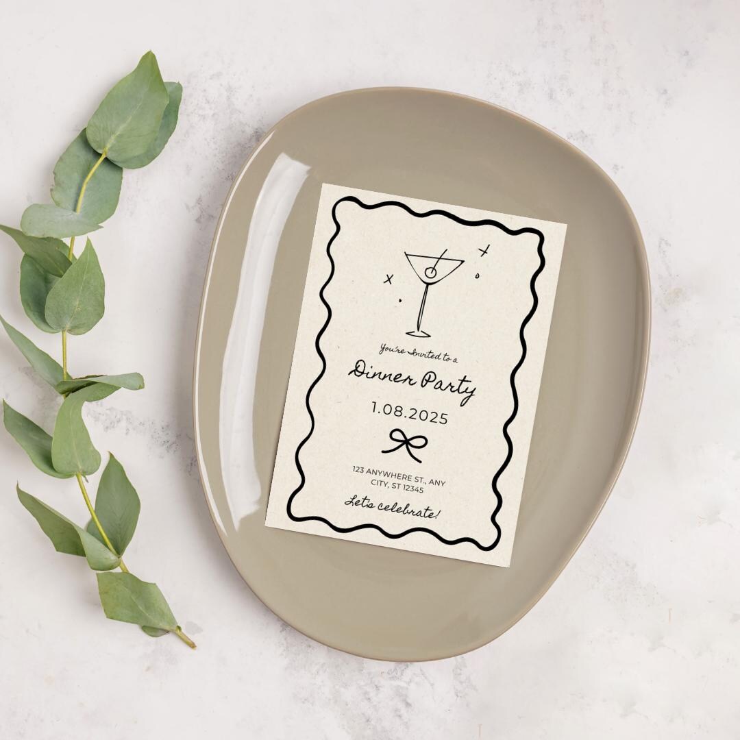 Cocktail Dinner Party Invitation Digital Canva Customizable Template ...