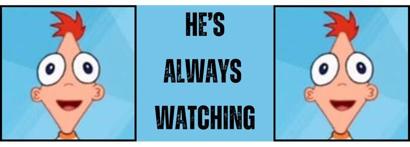 Phineas and Ferb, Scary, Watching, Sticker, Funny, Unhinged, Bumper ...