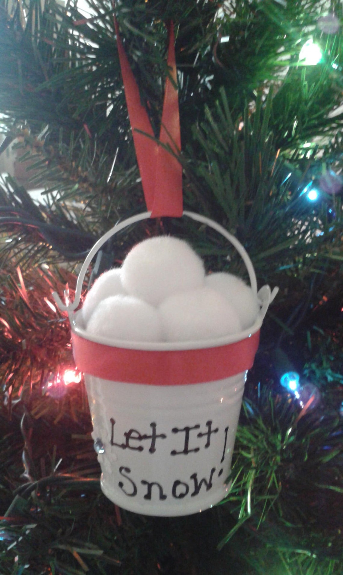 Let It Snow Mini Metal Pail Christmas Ornaments Handmade Decorations ...