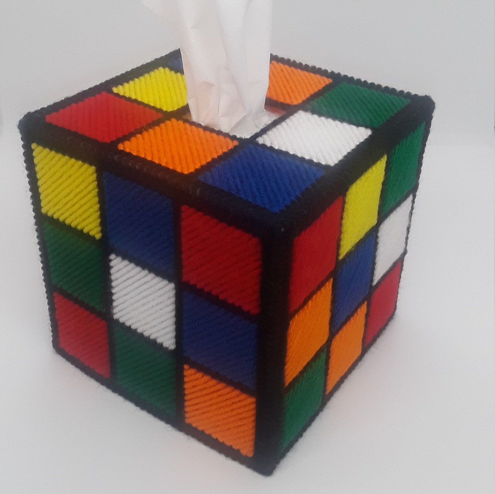 Rubiks Rubix Cube Unsolved Tissue Box Cover Handmade Plastic Canvas - Etsy