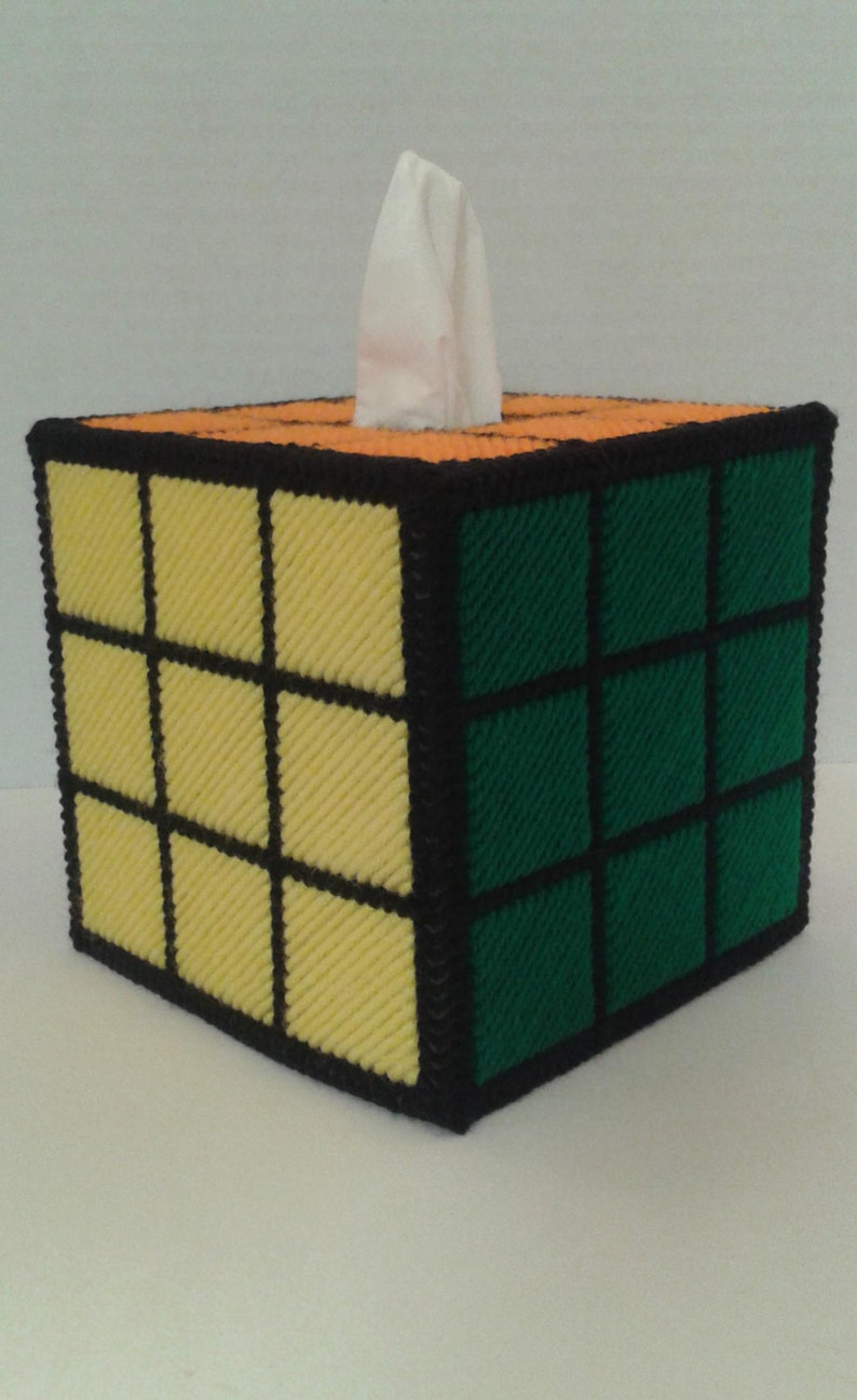Rubiks Rubix Cube Solved Tissue Box Cover Handmade Plastic Canvas - Etsy