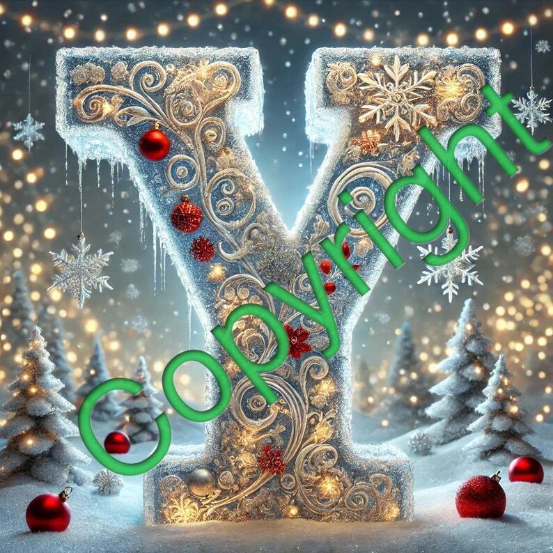 Customizable Christmas Alphabet Art | Ice Letter Designs A-Z - Etsy