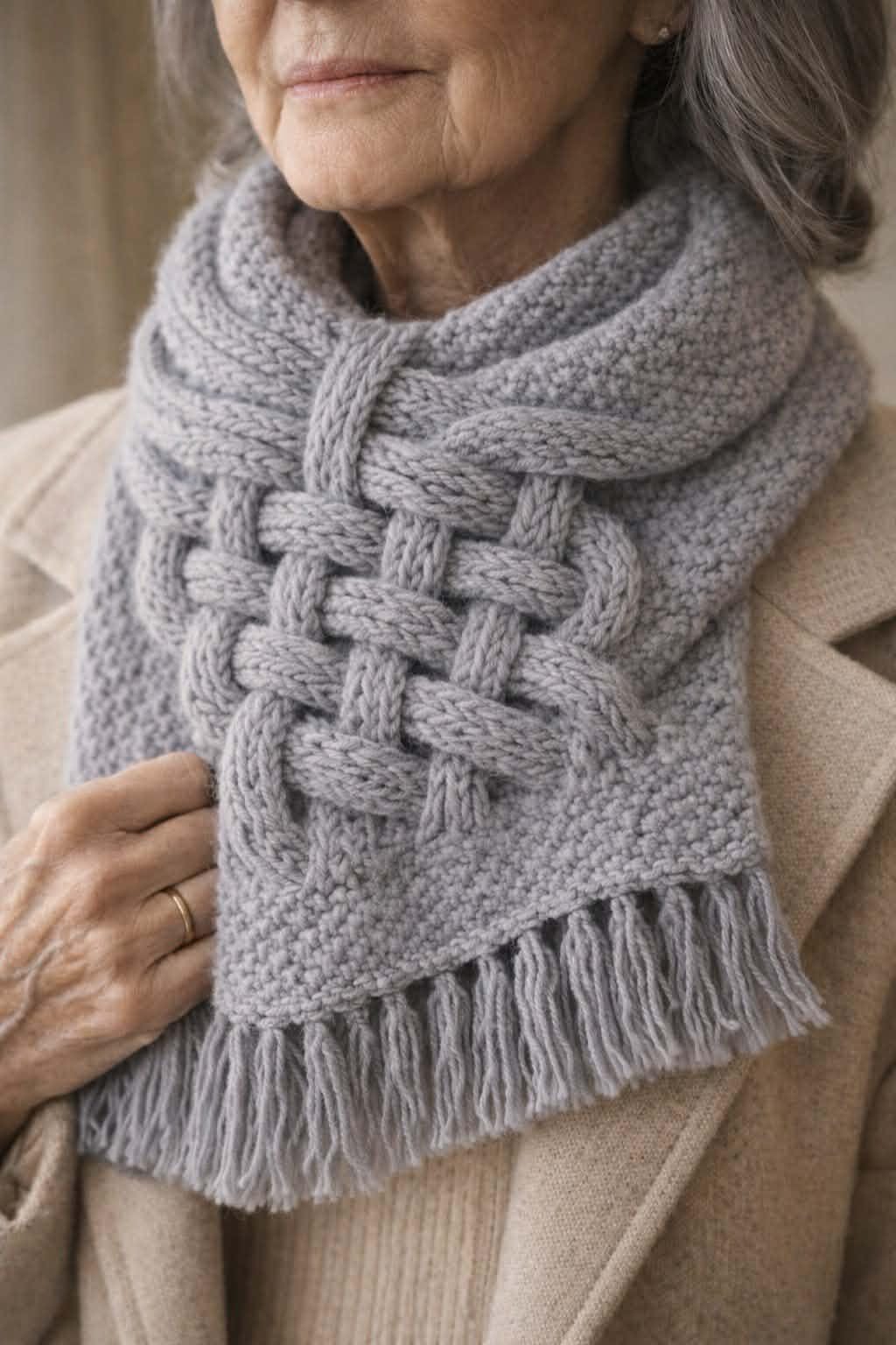 Celtic Cable Knit Scarf Pattern PDF, Saxon Braid Aran Scarf Knitting ...