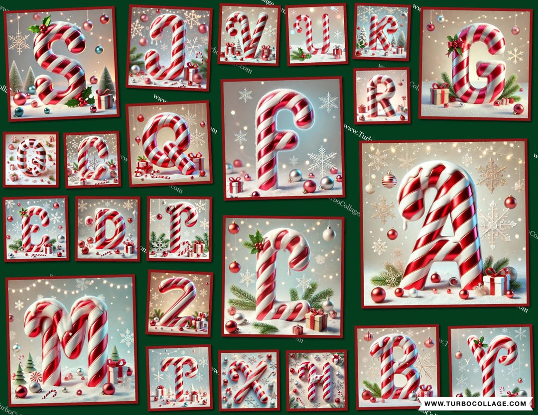 Customized Candy Cane Alphabet, Candy Cane Prints, Candy Alphabets ...