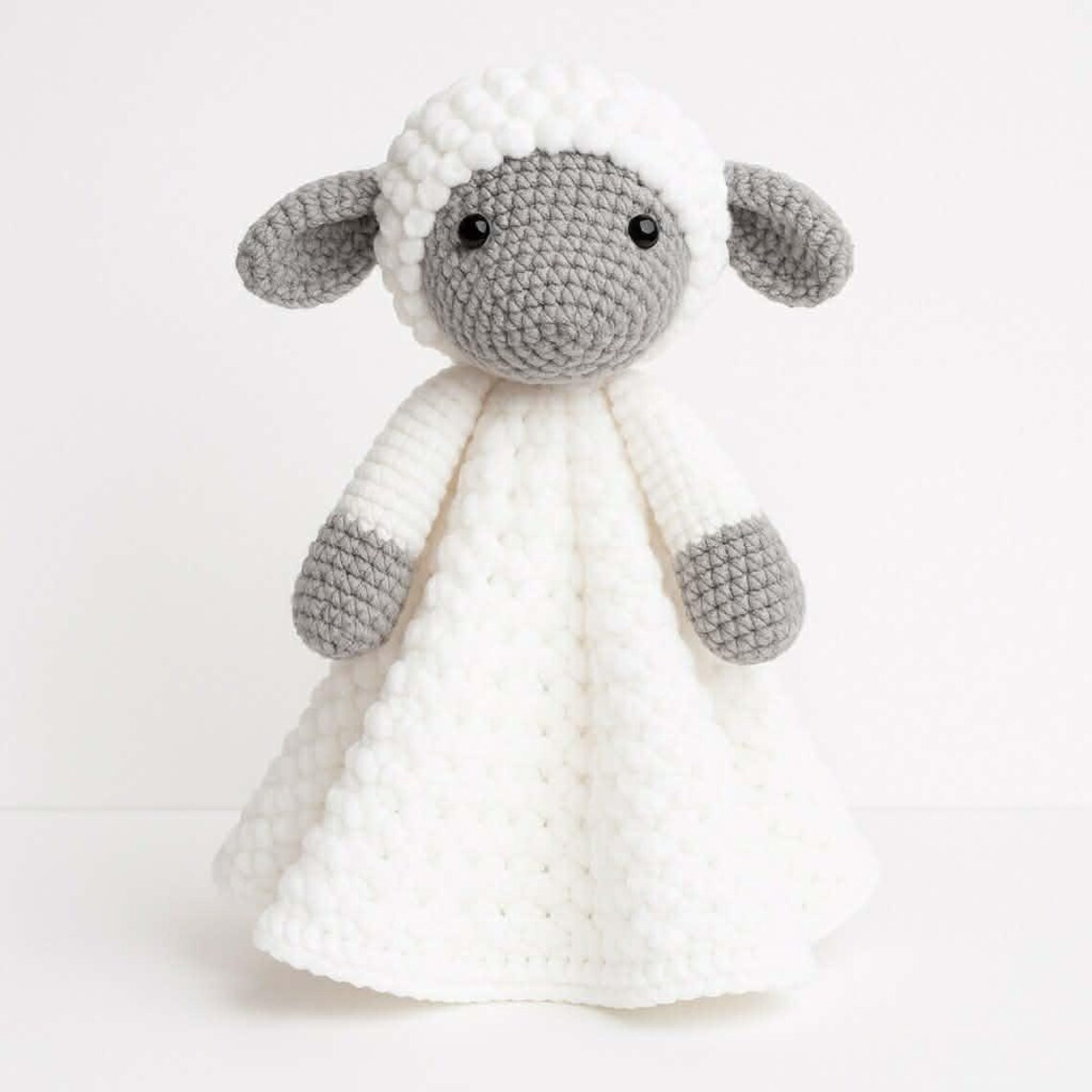 Handmade Crochet Lamb Lovey Baby Security Blanket Soft Sheep Comforter ...