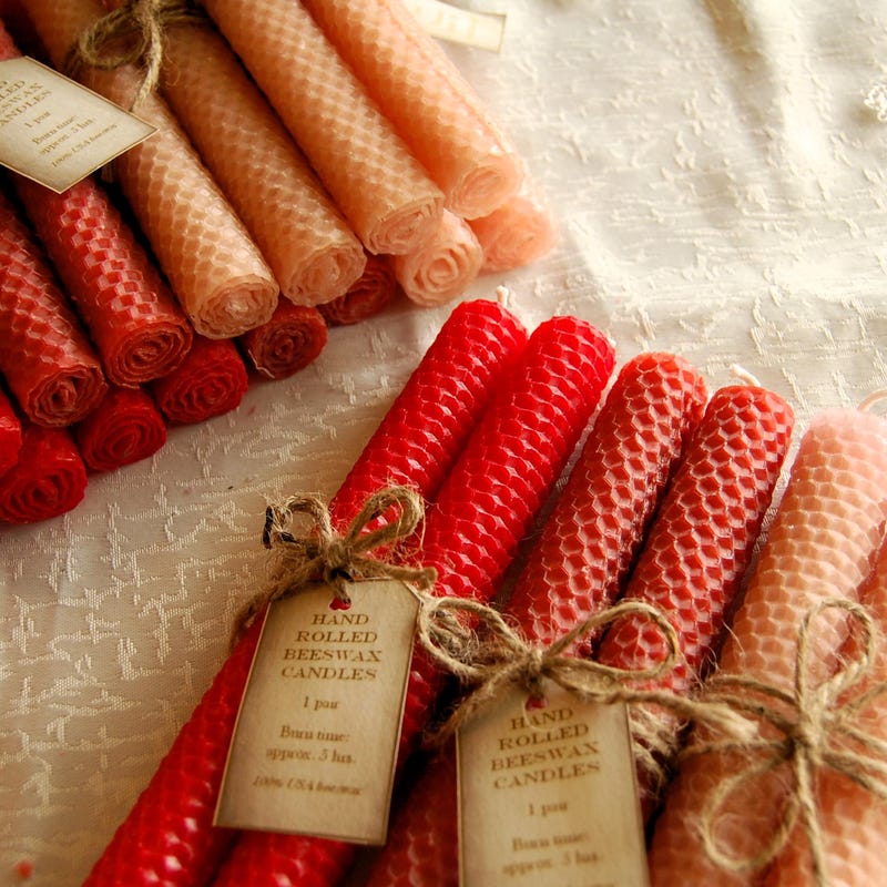 Red Beeswax Candles - Etsy