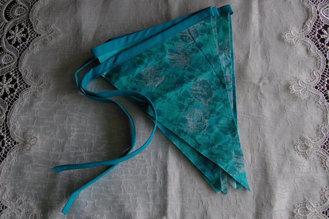 Turquoise Metallic Abstract Fabric Banner Bunting Pennant Flag Simple ...
