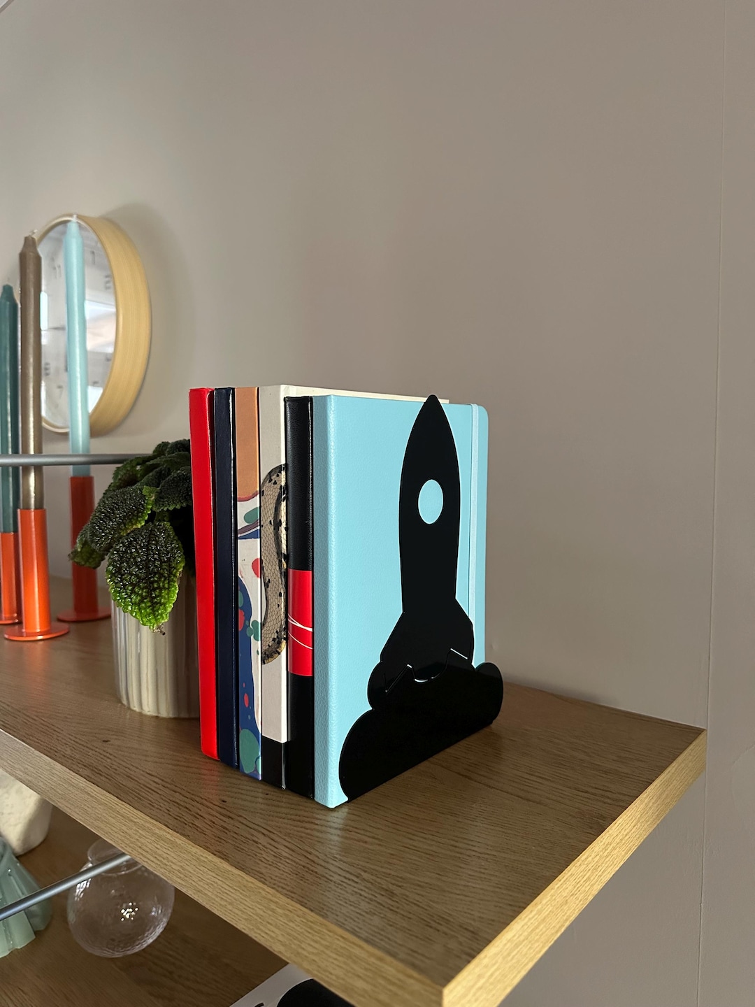 Rocket Ship Shaped Metal Book End Divider - Perfect to Keep Your ...