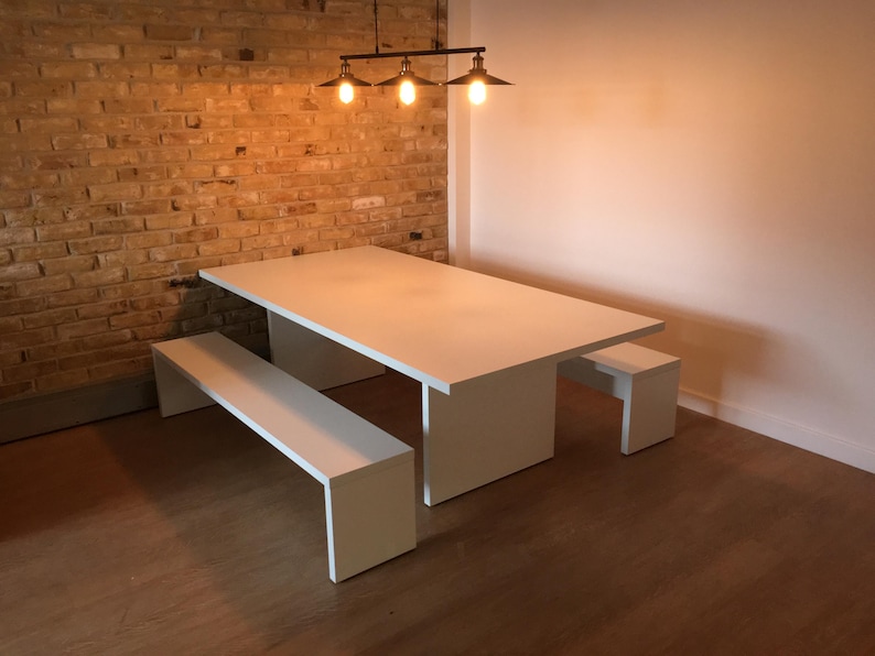 Simple Modern Wooden Kitchen Dining Table and Benches Set - High ...