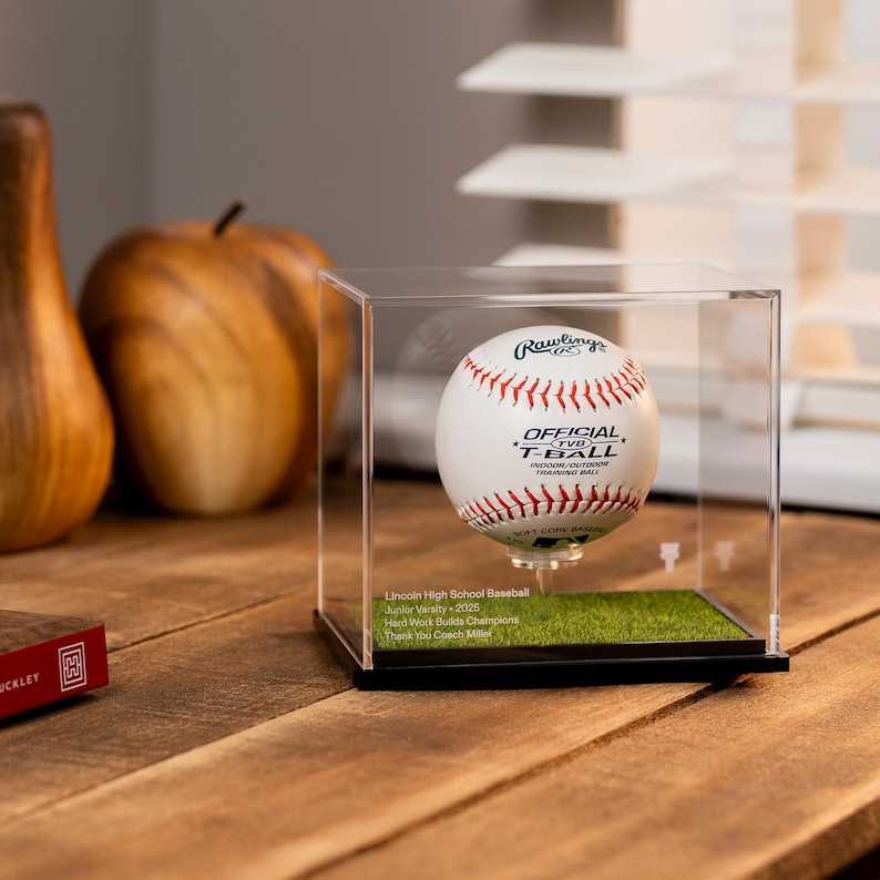 Customisable Baseball Display Case – Solid Wood or Turf Base ...