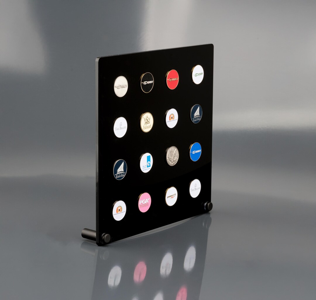 Golf Ball Marker Display Stand Freestanding Magnetic Stunning Black ...