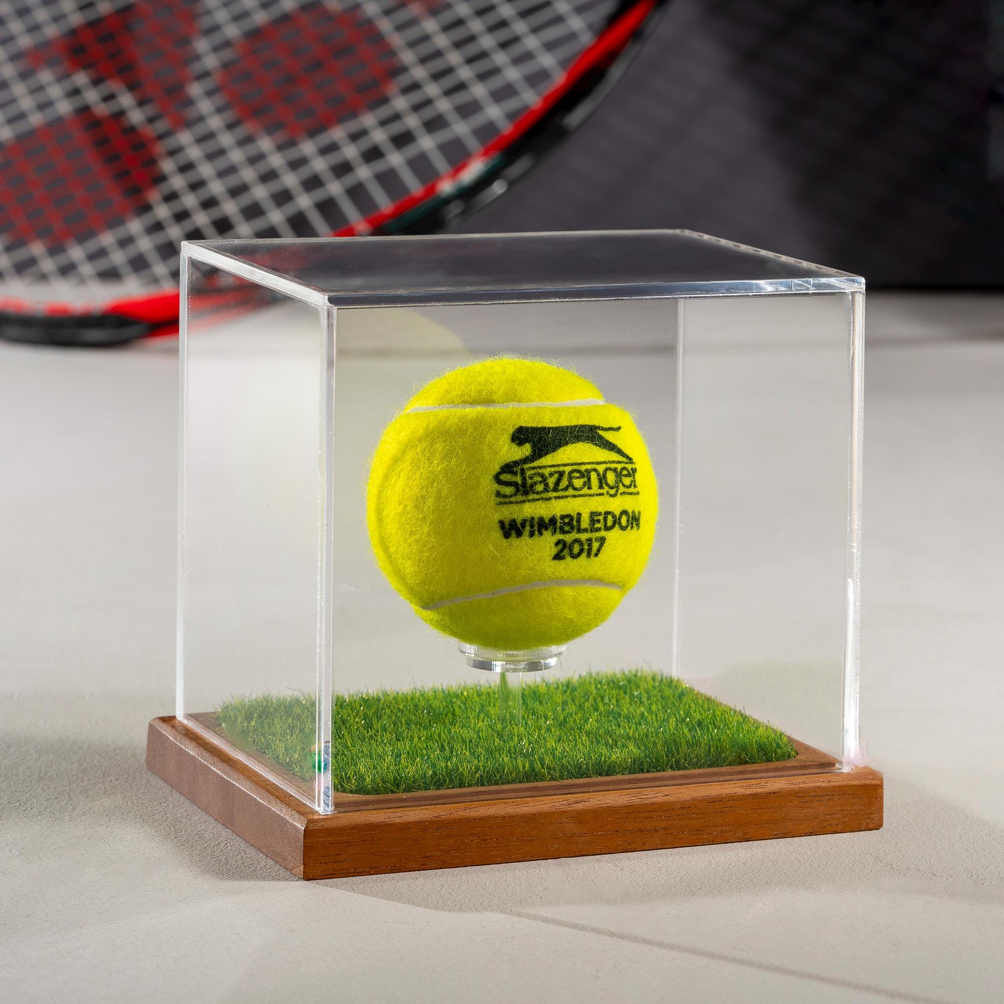 Customisable Tennis Ball Display Case – Turf or Solid Wood Base ...